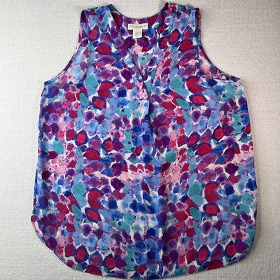 Cynthia Rowley Womens Large Sleeveless Colorful Top Polyester Sheer ...