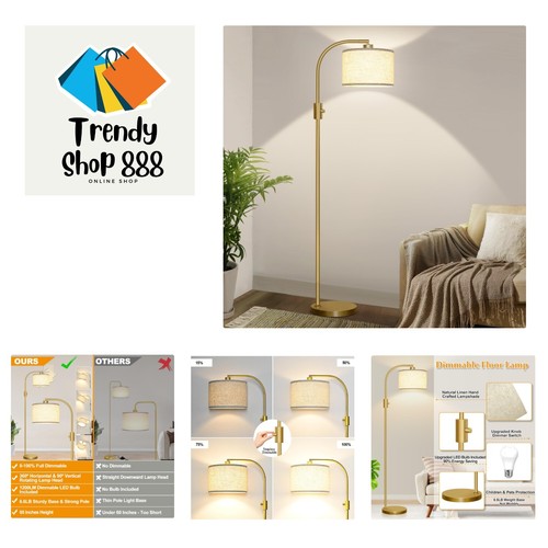 Upgraded】 Dimmable Gold Floor Lamp, 1200 Lumens LED Bulb Included, Arc ...