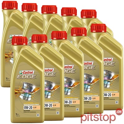 10x 1L = 10LITER CASTROL EDGE 0W-20 LL IV FLUID TITANIUM MOTORÖL VW ...