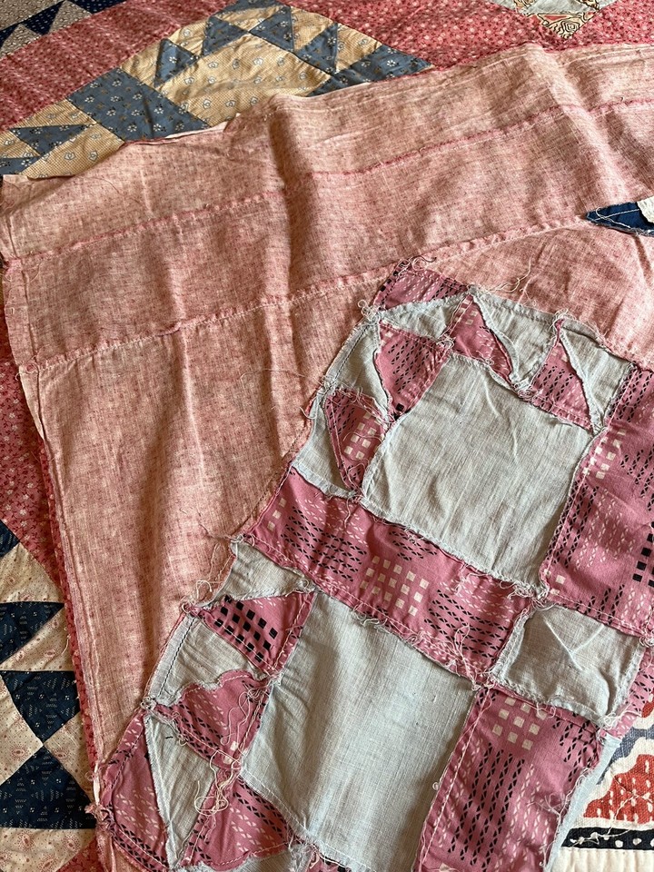 Vintage Antique Handmade Quilt Top Calico Patchwork Indigo Americana ...