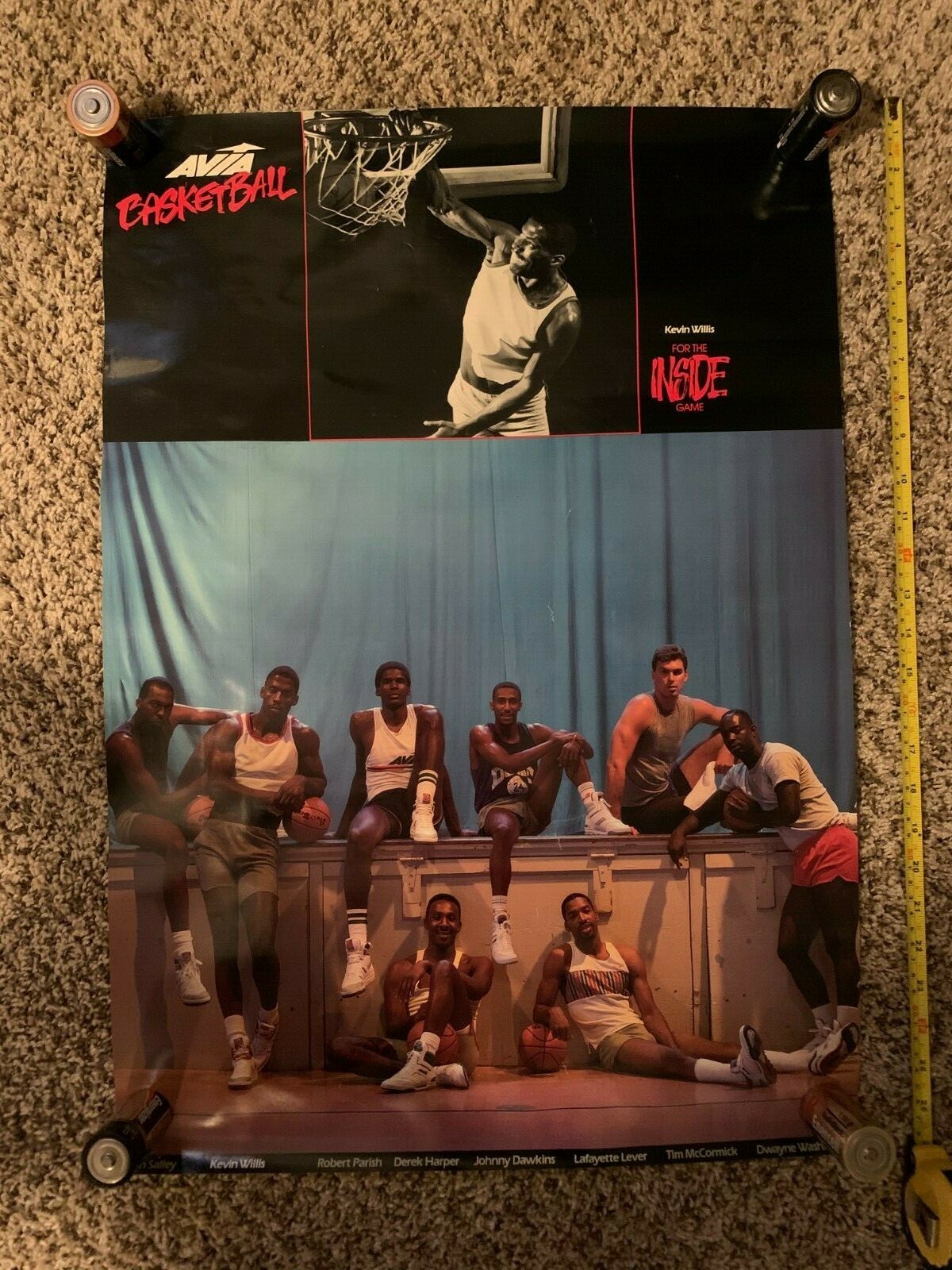 Vintage 1980s Avia Basketball NBA Poster - Kevin Willis Robert Parish ...