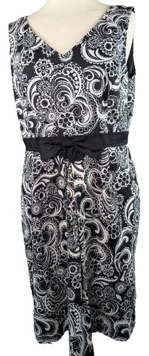 Tahari Arthur S. Levine Dress White/Black Lined Sleeveless Classicore ...