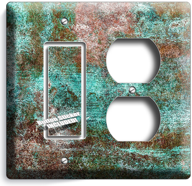 RUSTED BRONZE GREEN PATINA RUSTIC LOOK LIGHT SWITCH OUTLET WALL PLATE ...