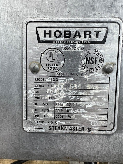 Hobart 403 Meat Tenderizer Cuber - No Combs or Blade Frames | eBay