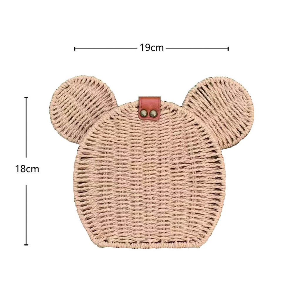 New Mickey Mouse Rattan Straw Crossbody Bag with Strap | eBay