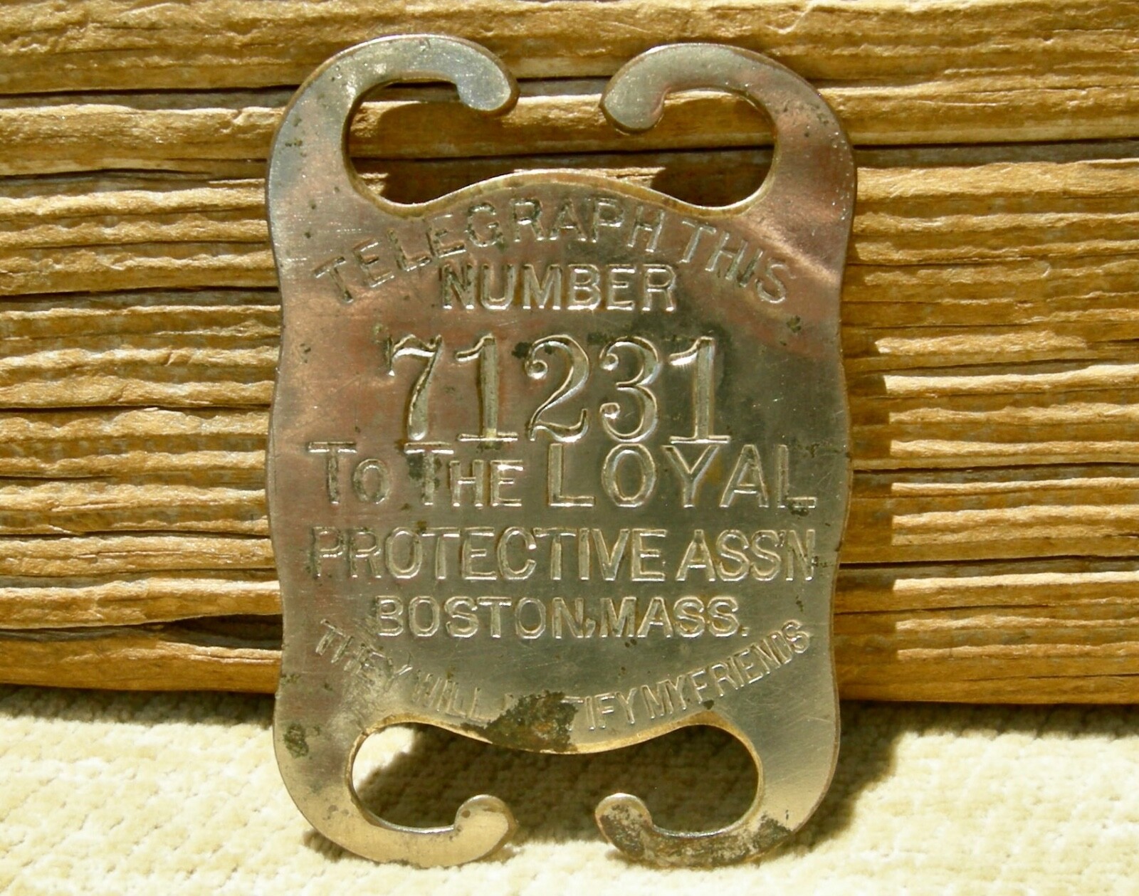 1900s BOSTON, MASSACHUSETTS "SUSPENDER BADGE" with TELEGRAPH NUMBER ...