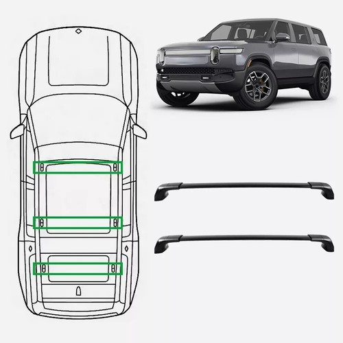 2PCS Cross Bar Fits Rivian R1S 2022-2025 Roof Rails Lockable Carriers ...
