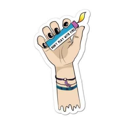 Don't play with fire lighter flames smoking girl hand sign Car Sticker ...