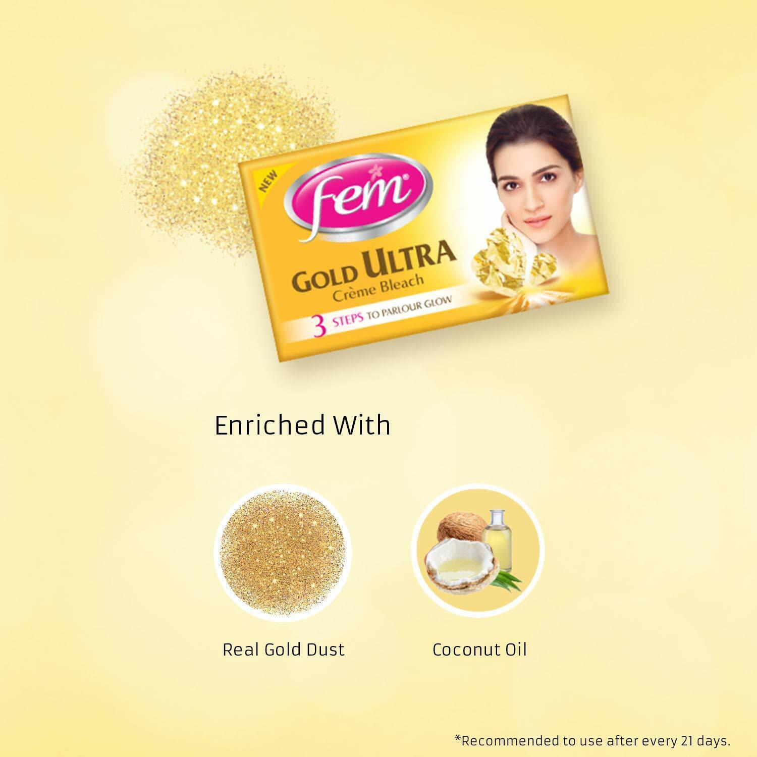 Dabur Fem Gold Herbal Fairness Creme Bleach Ammonia Free - look ...