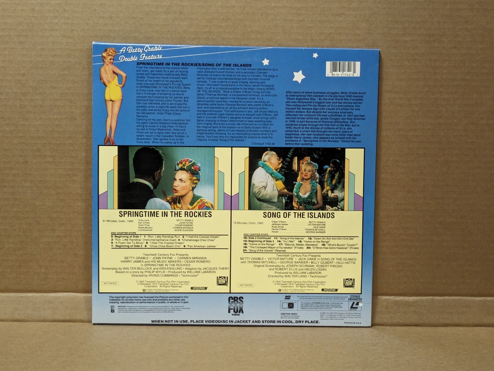 Springtime In The Rockies & Song Of The Islands Laserdisc Betty Grable ...