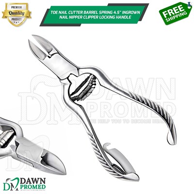 Toe Nail Cutter Barrel Spring 4.5" Ingrown Nail Nipper Clipper Locking ...