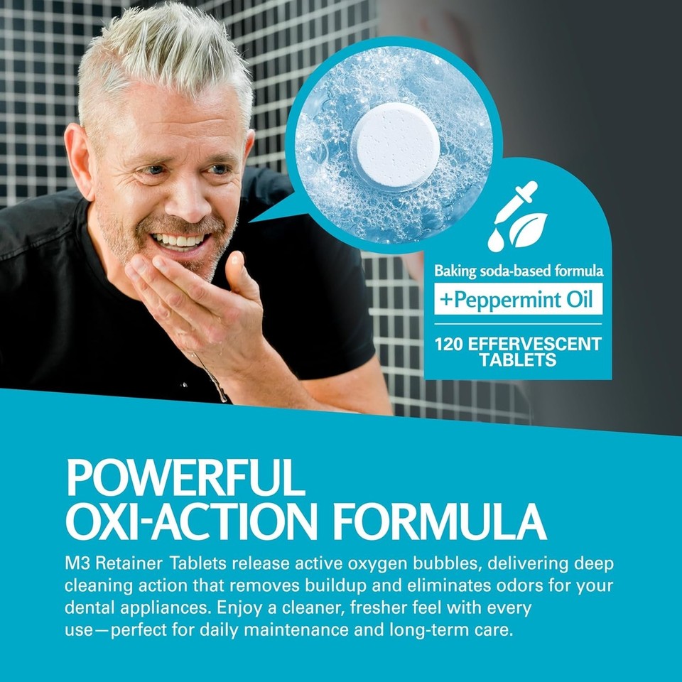 M3 Naturals Retainer Cleaner Tablets, 4 Month Supply for Invisalign ...