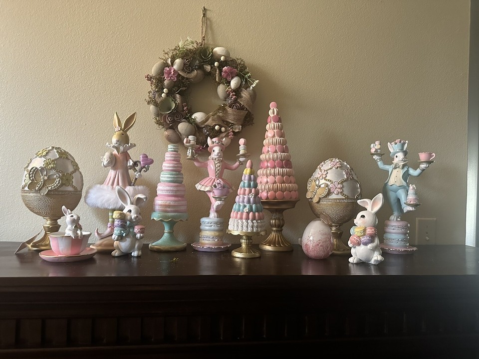 White Bunny rabbit With Macarons Easter Home Sweet Treats Price For1 | eBay