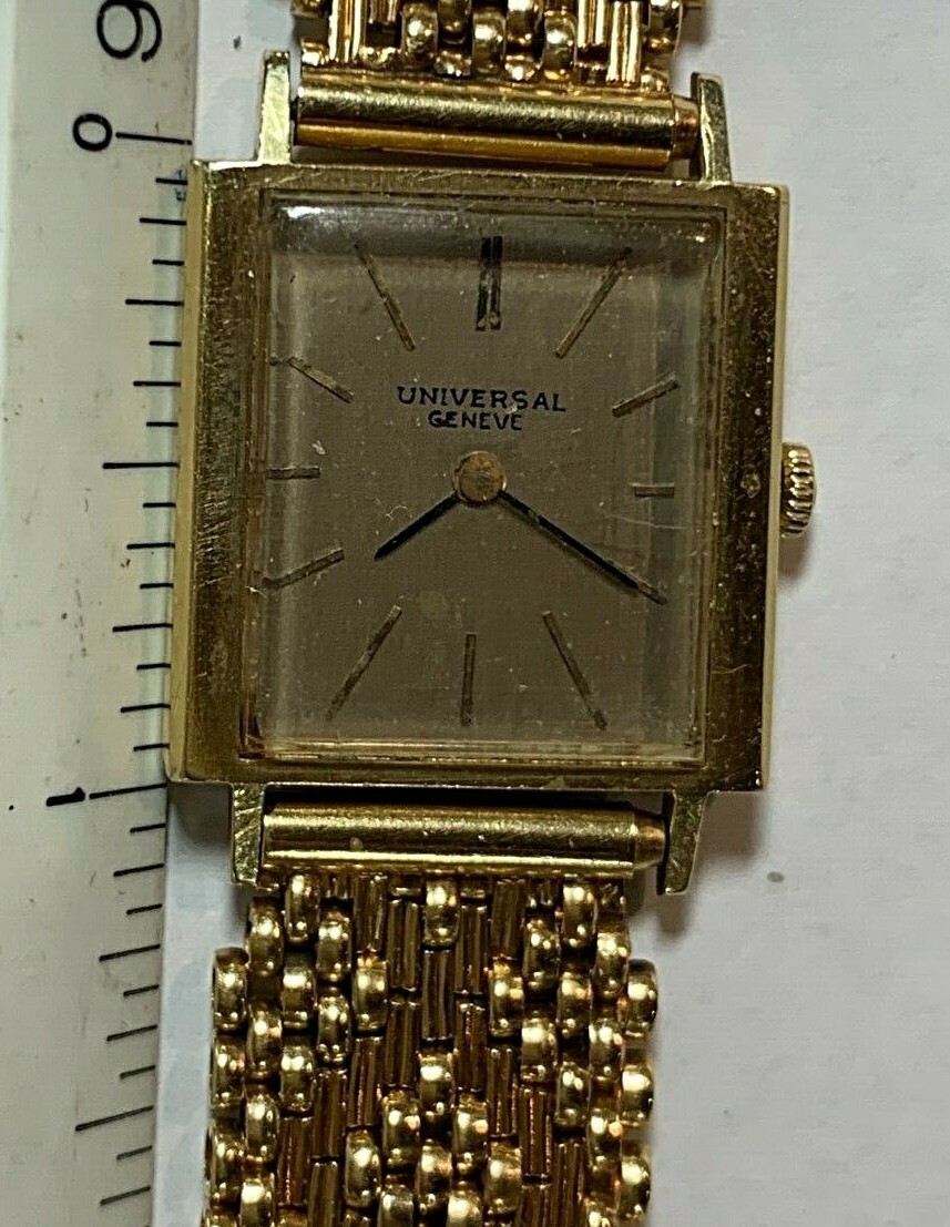 14 K GOLD GOLD WATCH with Handsome Mesh bracelet 6 3… - Gem