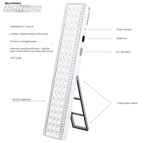 Bell+Howell Light Bar 60 LED Rechargeable Portable 720Lmn for sale ...