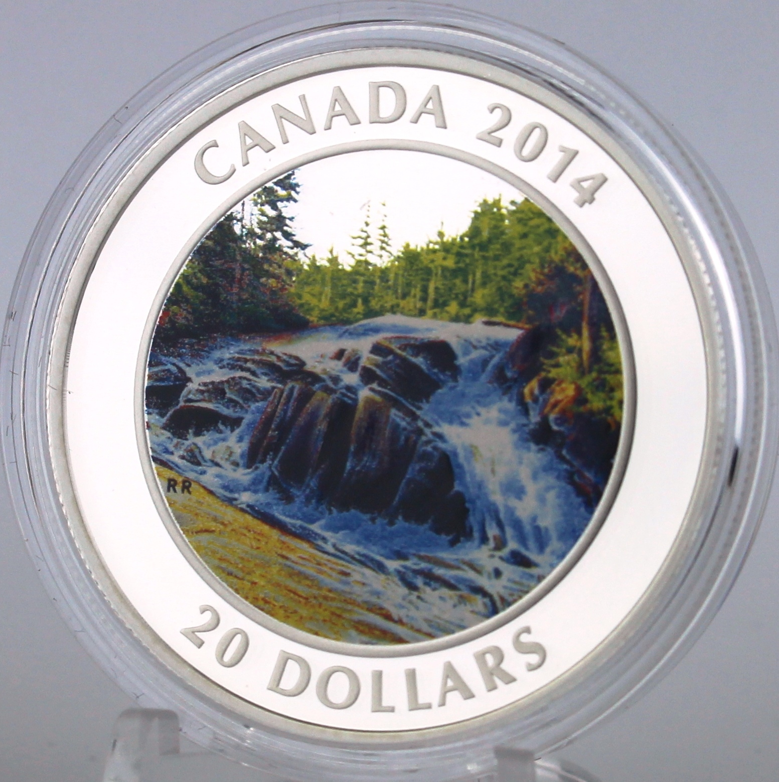 2014 $20 River Rapids 1 oz Pure Silver Proof Coin Water Effect ...