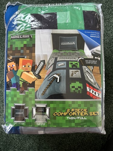 Minecraft Icons Adventure Gaming Bed Kids 2-Piece Twin/Full Reversible ...