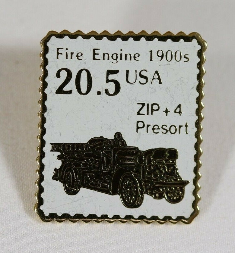 Vintage 1988 Fire Engine1900s 20.5 USA Postage Stamp Pin Fire Fighter ...
