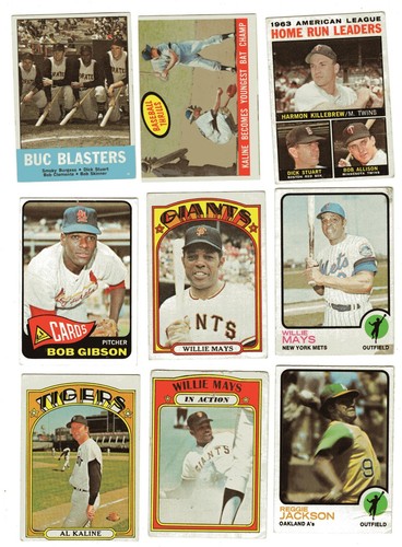 118 1957-73 TOPPS BASEBALL LOT W/STARS MAYS,GIBSON,KALINE,CLEMENTE VG+ ...