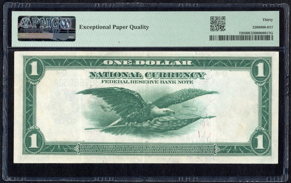 1918 $1 Green Eagle Cleveland Federal Reserve Bank Note Fr#720 PMG VF ...