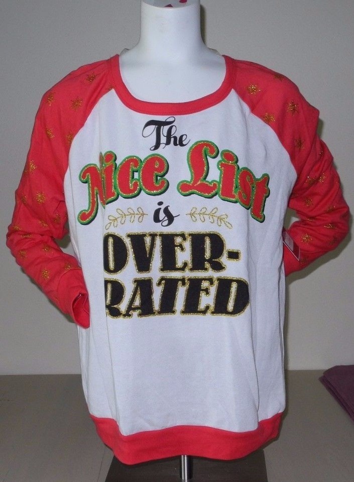 The NICE LIST Is OVER-RATED CHRISTMAS Lightweight SWEATSHIRT Juniors ...