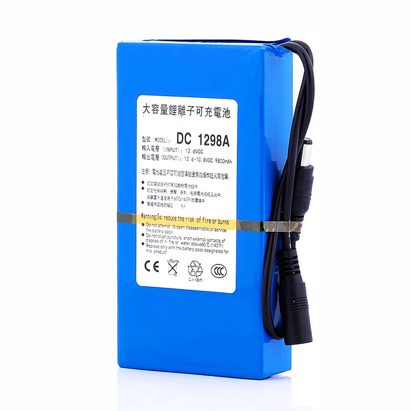 12V DC Rechargeable Li Battery Portable Battery Pack w/ US Plug Charger ...