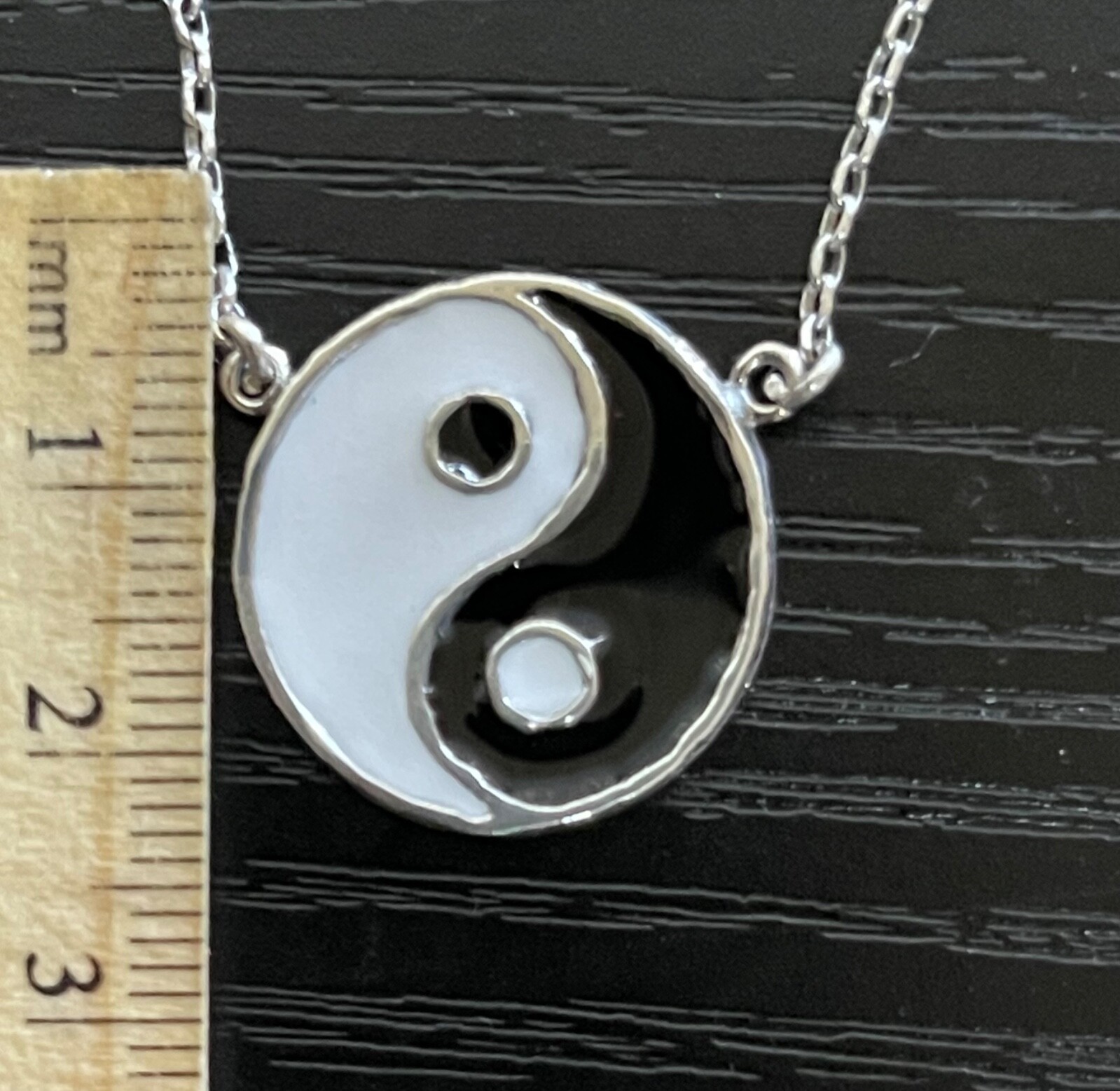 Collier émail argent Yin Yang 0,925 | eBay