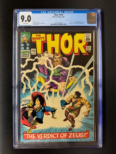 THOR # 129 CGC 9.0 1st App Ares Zeus/Hercules (NEW CGC Case) EXCEL ...