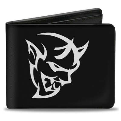 Dodge Demon Icon Black Vegan Leather Men's Bi-Fold Wallet Official ...