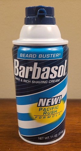 Vintage Barbasol PACIFIC RUSH Beard Buster 11 oz Shave Cream BLUE CAN ...