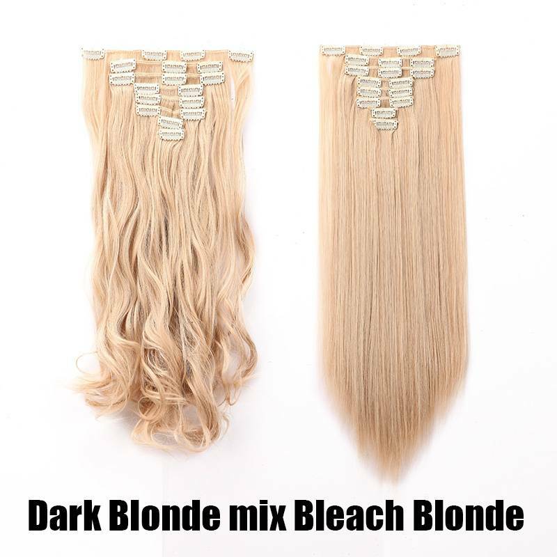 100% Natural Hair Extensions 8 Pieces Real Thick Hair Clip-in FULL HEAD ...
