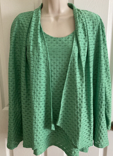 Tan Jay 2 Piece Top Large Green sleeveless Tank & Jacket 3/4 sleeves ...