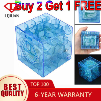 3D Cube Puzzle Money Maze Bank Saving Coin Collection Case Box Fun ...