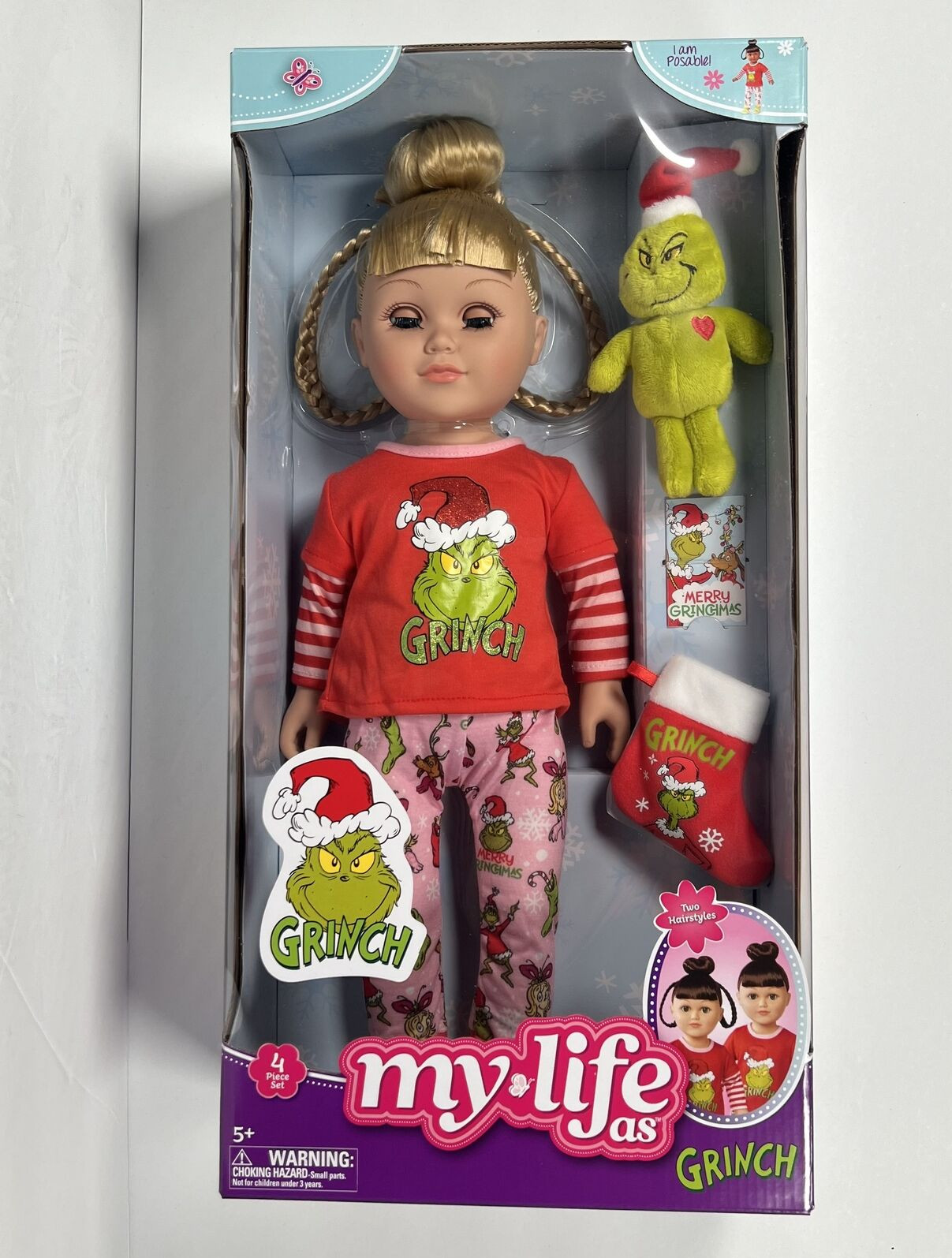 My Life As Poseable Grinch Sleepover 18 Inch Doll Blonde Hair Blue