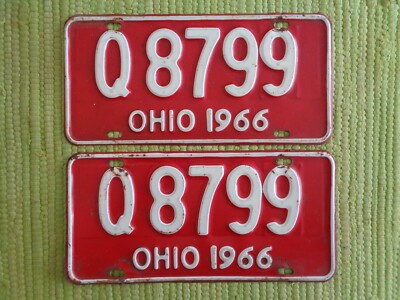 1966 Ohio License Plate Matched Pair OH 66 Tag Q8799 | eBay