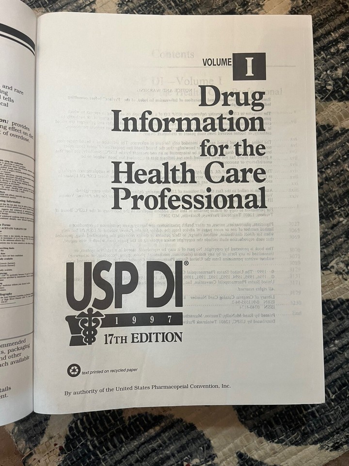 USP DI Drug Information for the Health Care Professional 17th Edition ...
