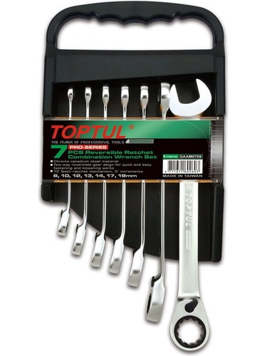 Toptul Reversible Ratchet Combination Spanner Set Metric 7pcs (GAAM0709 ...