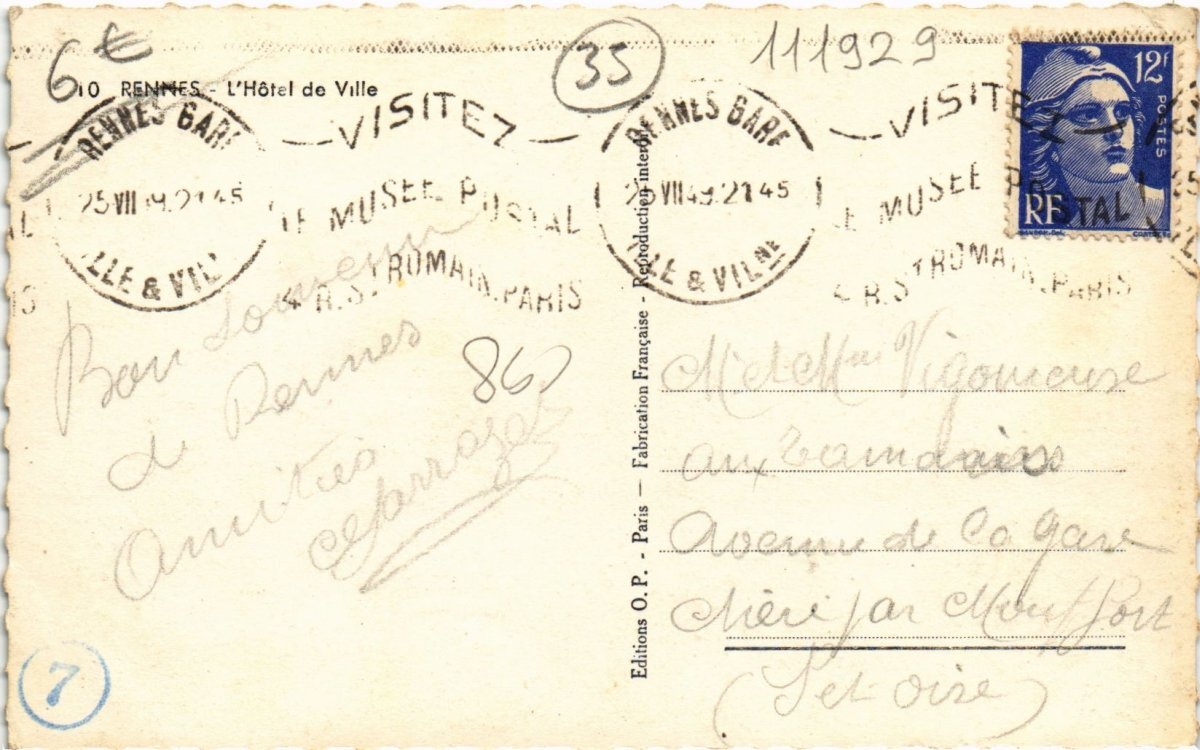 CPA RENNES - L'Hotel de Ville (111929) | eBay