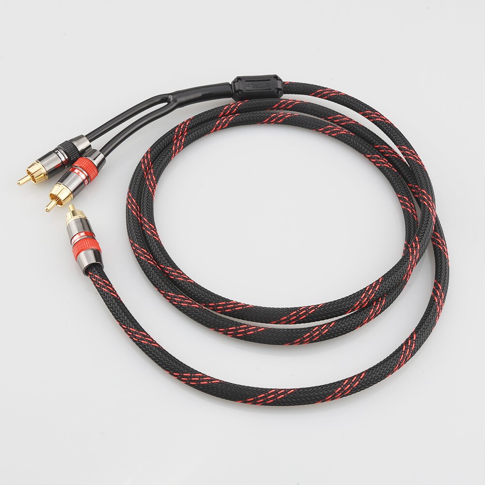 Pure Copper Y Splitter HIFI RCA to Dual RCA Male Subwoofer Audio Cable ...