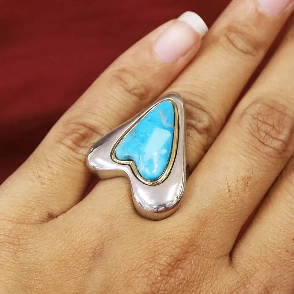 QVC RLM Studio Sterling Gemstone Bezel Set Heart Ring… - Gem