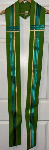 BEAUTIFUL CATHOLIC PRIESTS GREEN & GOLD STOLE BY SLABBINCK OF BELGIUM ...