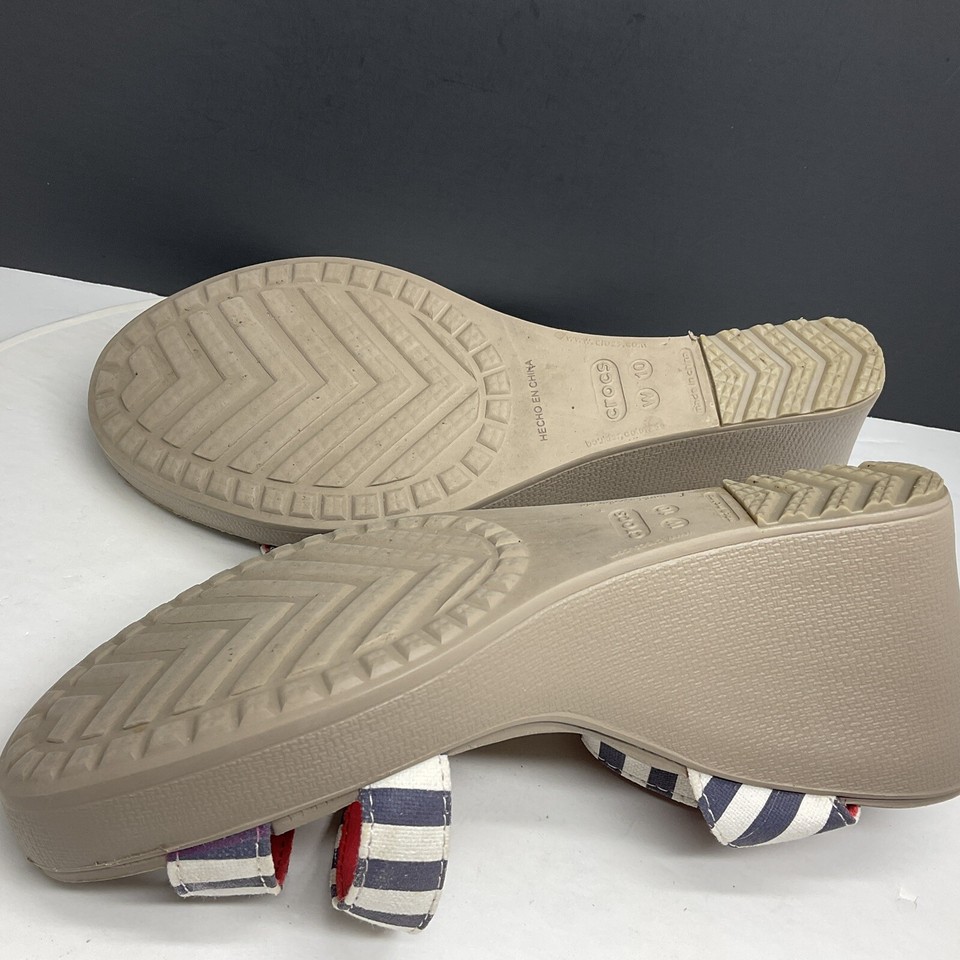 Crocs Sandals Women’s 10 Leigh Graphic Wedge Ankle Strap Buckle Pump ...