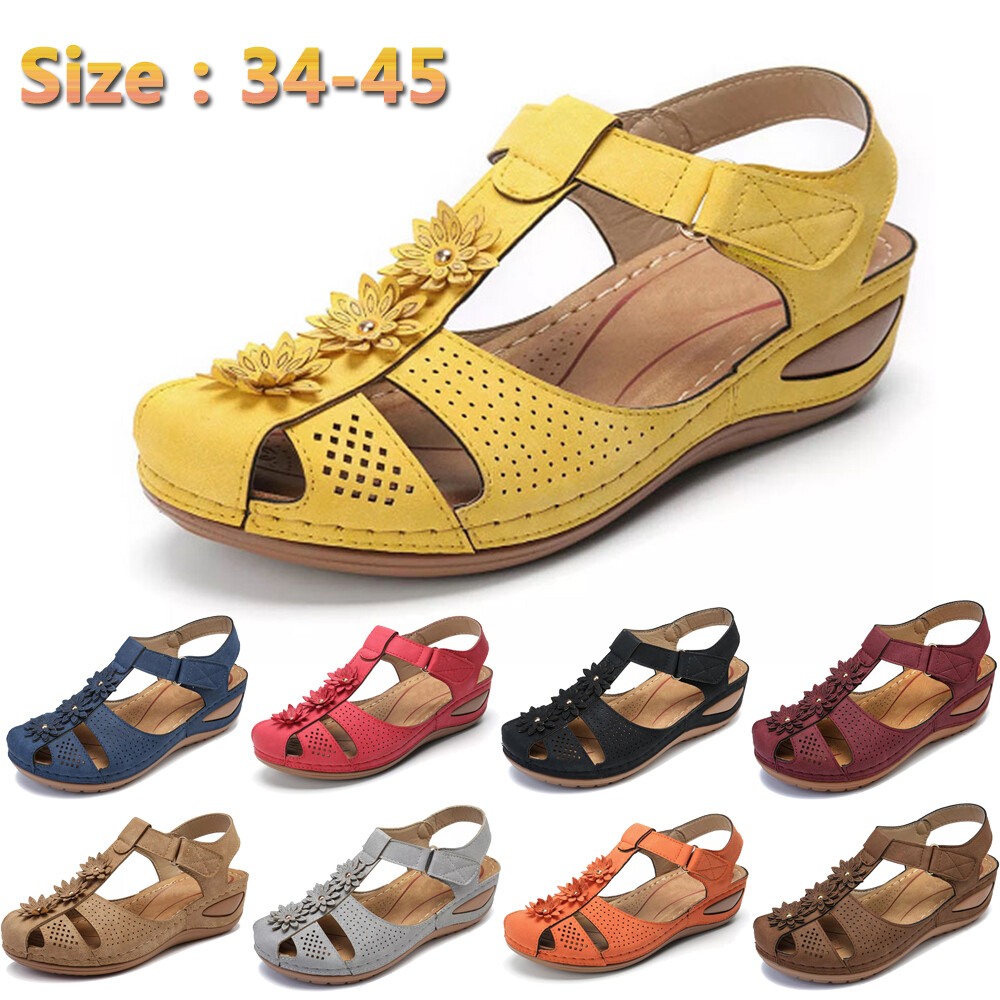 Womens Ladies Wide Fit Flat Sandals Wedges Slippers Flip Flops Mules ...