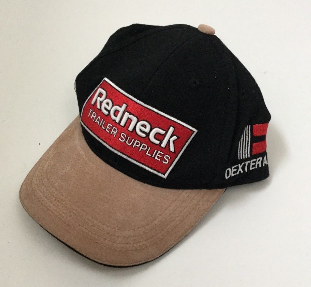 Redneck Trailer Supplies Hat Black Red Tan Suede Bill Strapback New | eBay