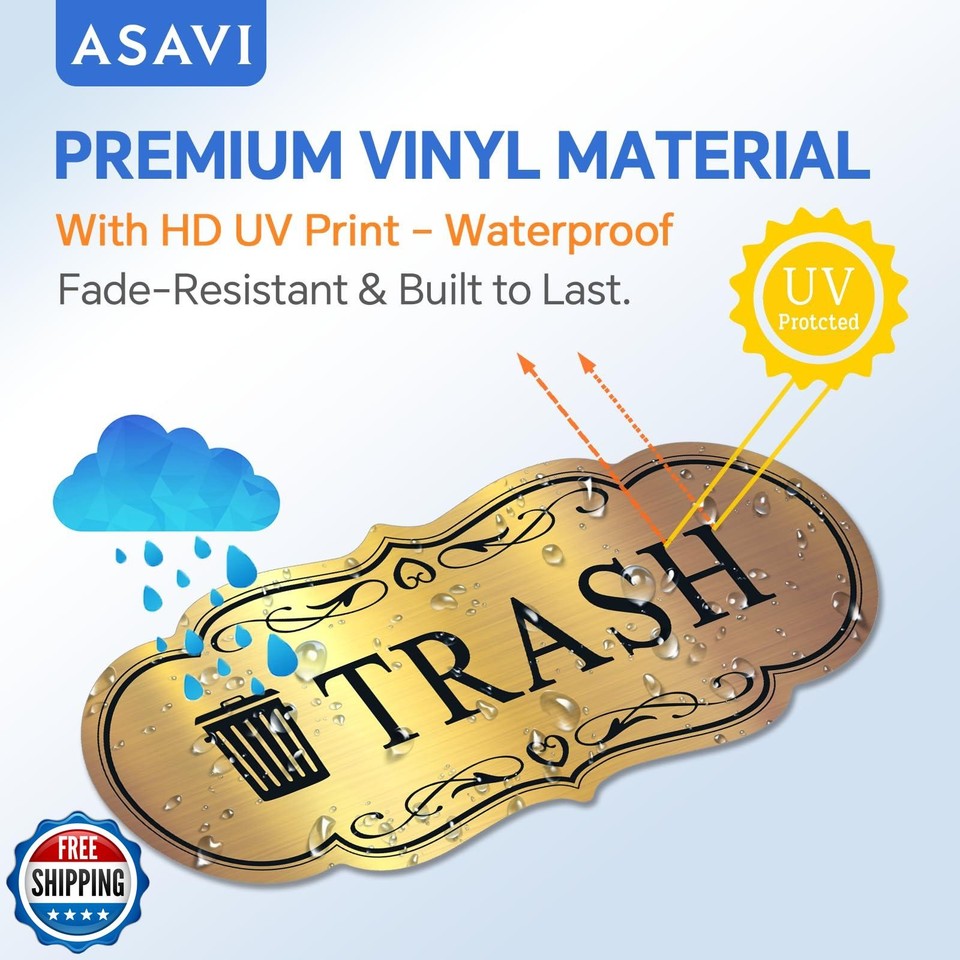 ASAVI Trash and Recycle Stickers – 2-Pack Self-Adhesive Vinyl Lab | eBay