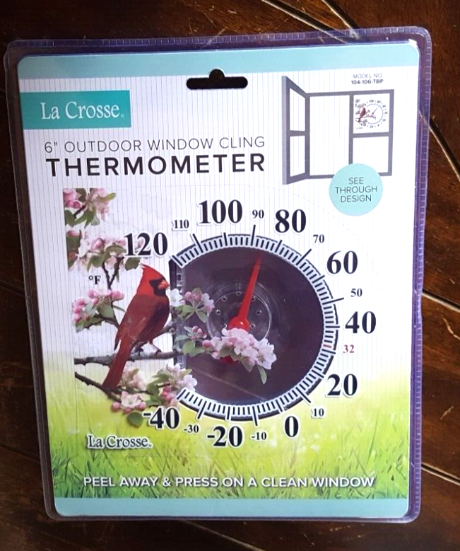 La Crosse 6" Outdoor Window Cling Thermometer -See Through Design- #104 ...