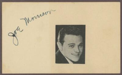 JOE MORRISON signed 3x5 index card | Golden Age of Hollywood Actor ...