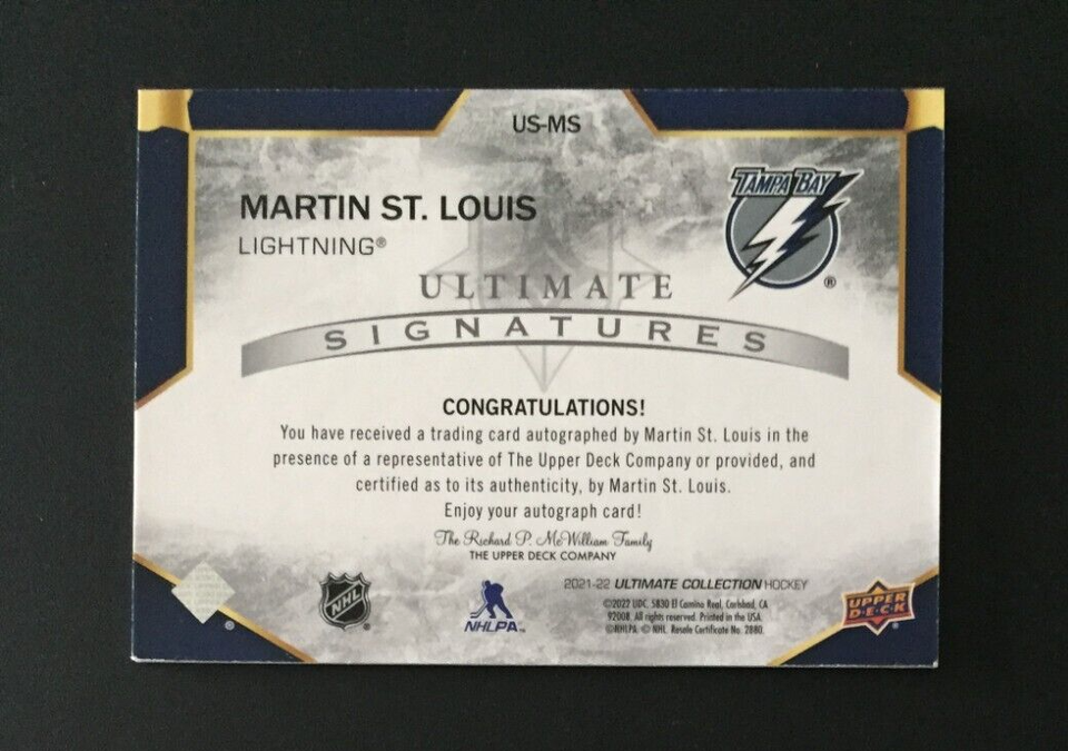2021/22 Upper Deck Ultimate Signatures Martin St. Louis Autograph | eBay