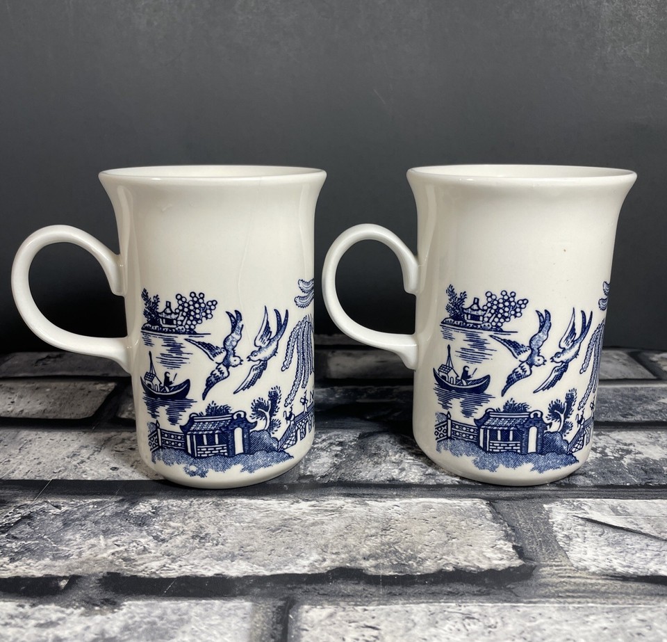 2 Blue Willow Churchill England Ceramic Mugs - AS IS - Display or Craft ...