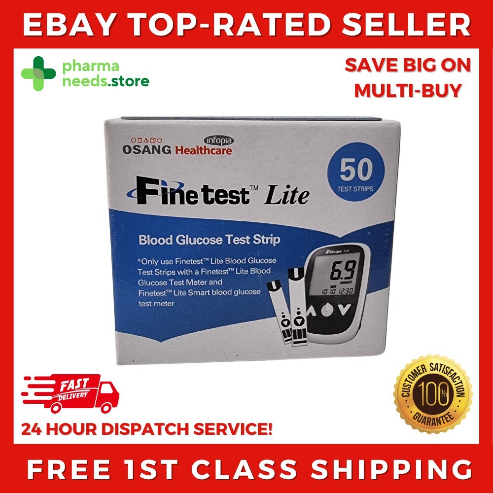 Finetest Lite Blood Glucose Diabetic Test Strips. Pack of 50 - EXPIRY ...